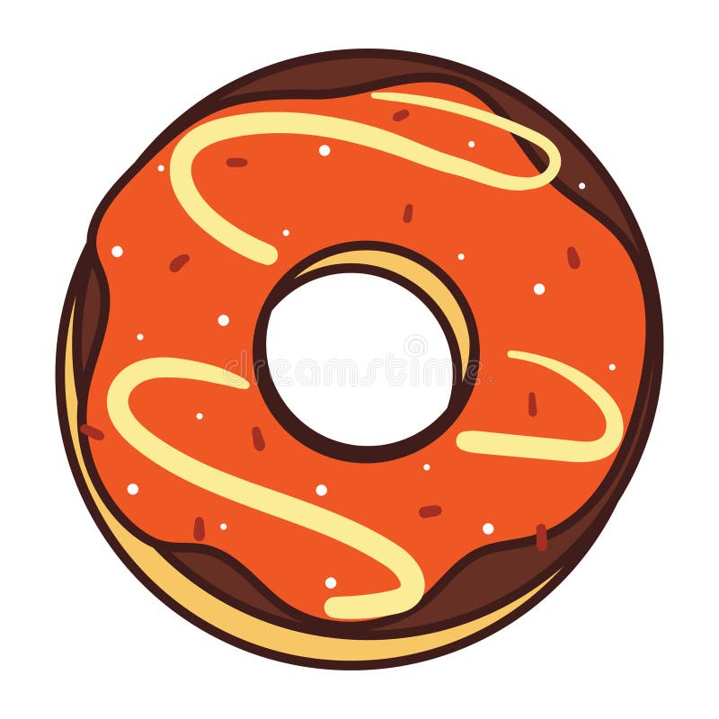 Cute Hand Drawing Cartoon Chocolate Doughnut with Orange Jam and ...
