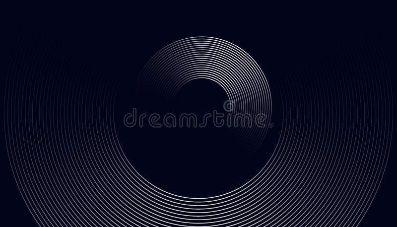 White Techno Abstract Background. Glowing Circle Lines on Blue ...