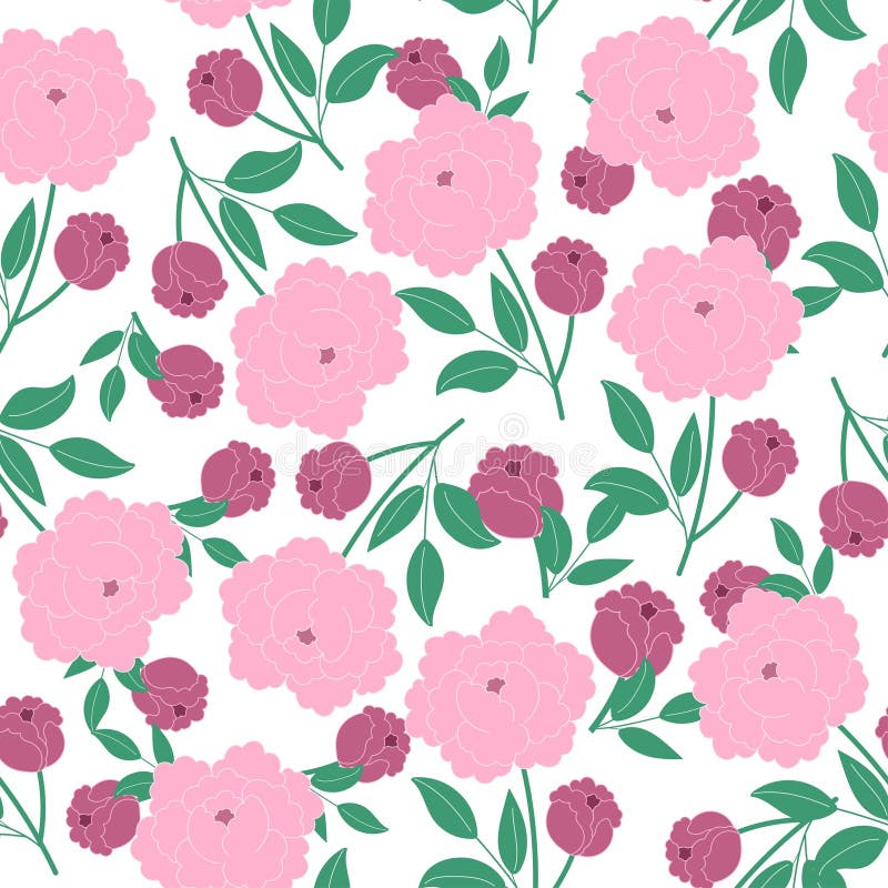 Coquette Pink Flowers Seamless Pattern. Stock Illustration ...
