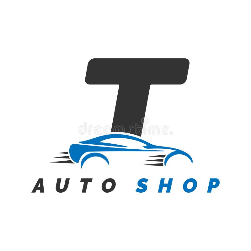 Letter T Logo Auto Mechanic with Car Style. Alphabet T Automotive Car ...