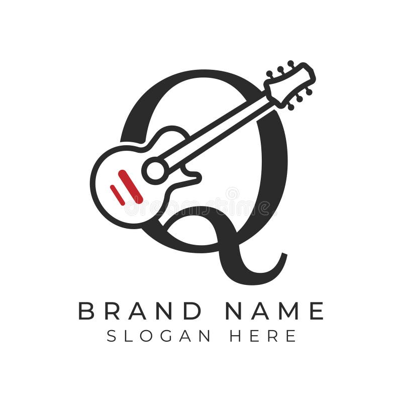 Initial Letter Q Guitar Icon with Line Art Style for Chord. Alphabet Q ...