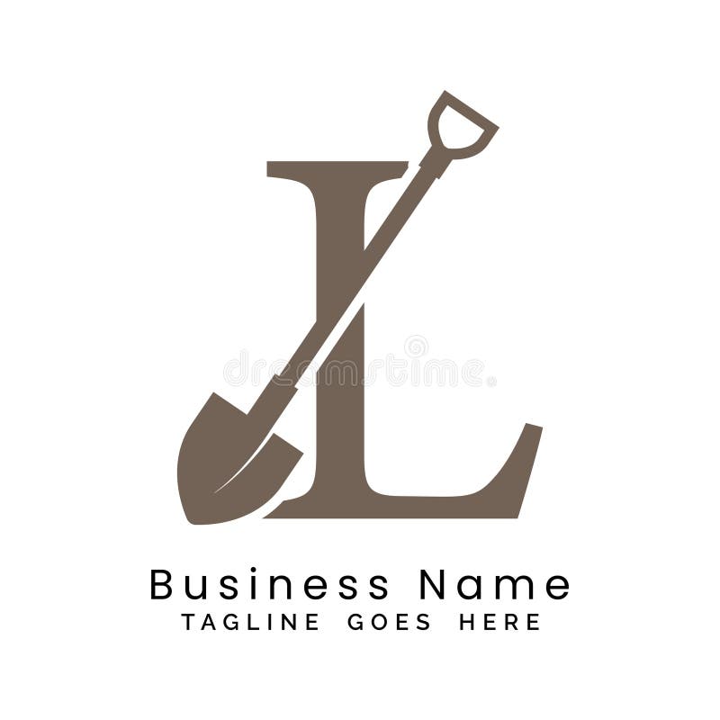 Letter L Shovel Logo Design. Alphabet L Construction Icon Stock Vector ...