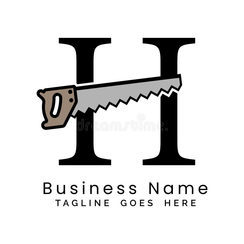 Letter H Handsaw Logo. Alphabet H Woodwork and Carpentry Icon Stock ...