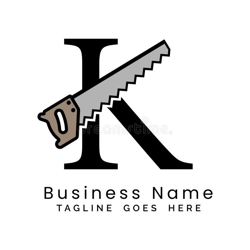 Letter K Handsaw Logo. Alphabet K Woodwork and Carpentry Icon Stock ...