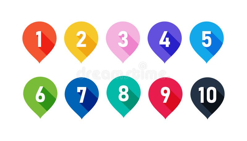 Number Set from Zero To Nine on Colorful Circle with Shadow. Colorful ...