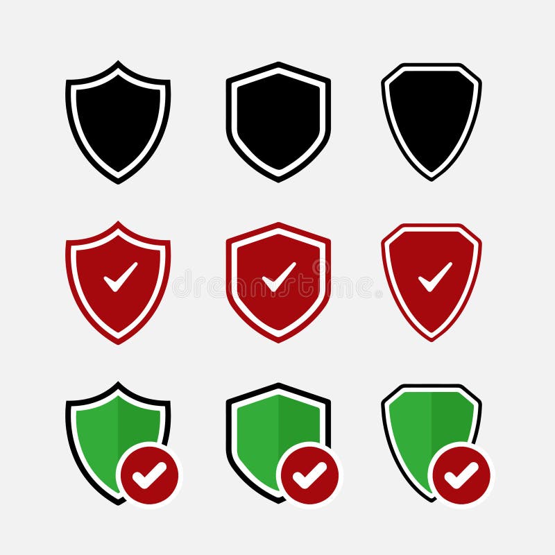 Shield Icon Set. Protect Shield Security Line Icons Stock Vector ...