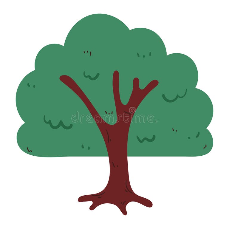 Cute Hand Drawing Cartoon Tree. Plant Drawing Stock Vector ...