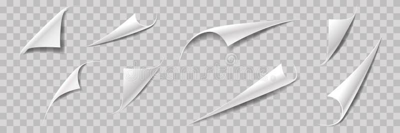 Curly Paper Page Corners, Vector Sticker Fold Edges. Stock Illustration ...