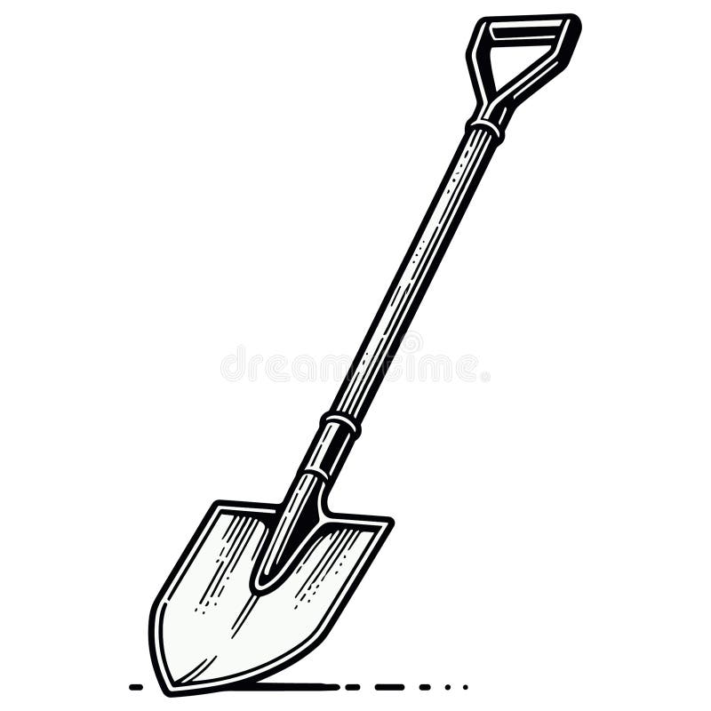 Vintage Engraved Shovel Illustration with a Classic Handle and Sharp ...