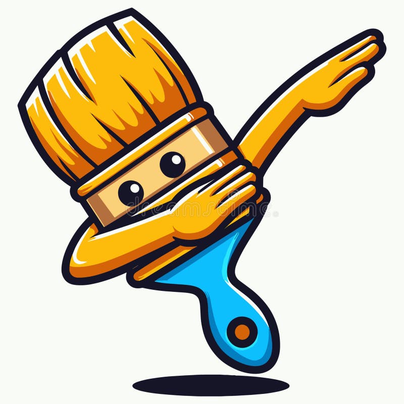 Creative Cartoon Paintbrush Dabbing with a Happy Expression ...