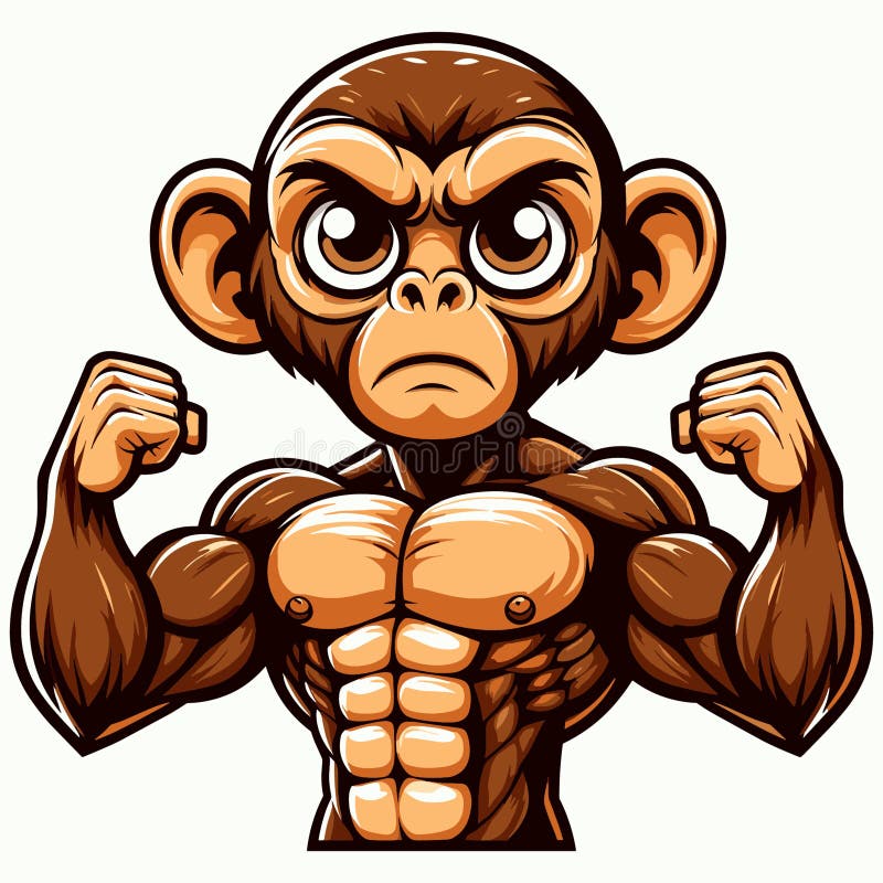 Fierce Muscular Monkey Mascot Logo Strong and Powerful Primate ...
