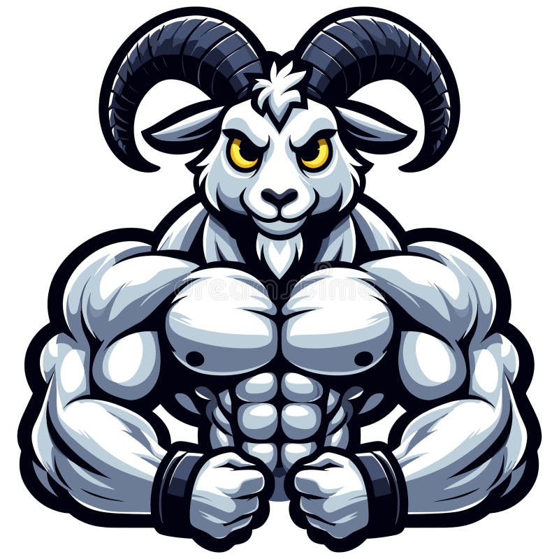 Mighty Muscular Goat Mascot Powerful and Fierce Gym Illustration Stock ...