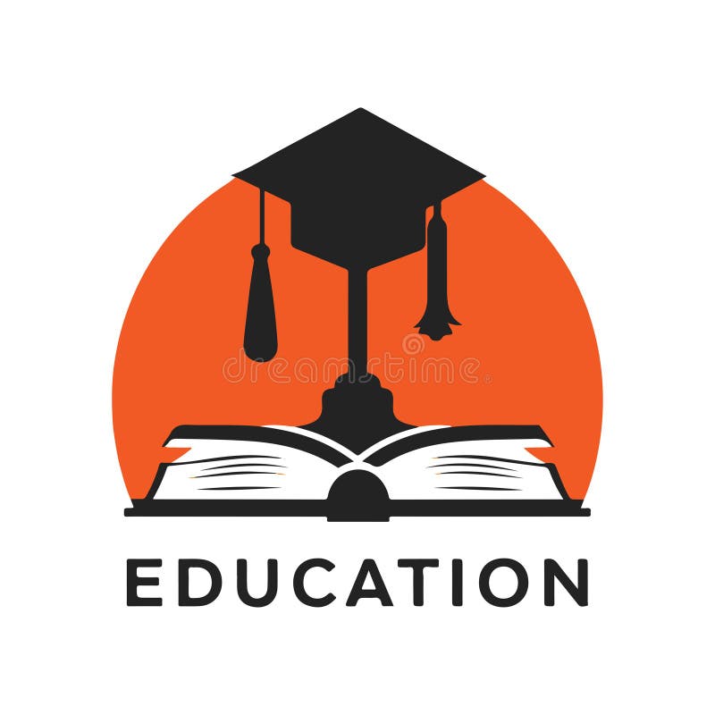 Simple Education Logo with Graduation Cap and Open Book. Stock Vector ...