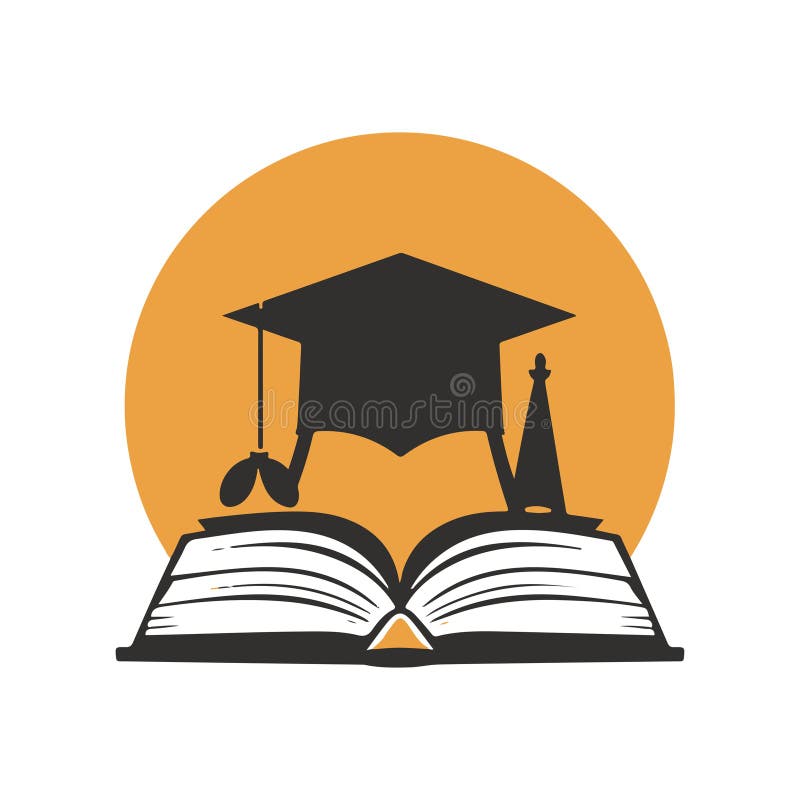 Graduation Ceremony Logo with Open Book Stock Illustration ...