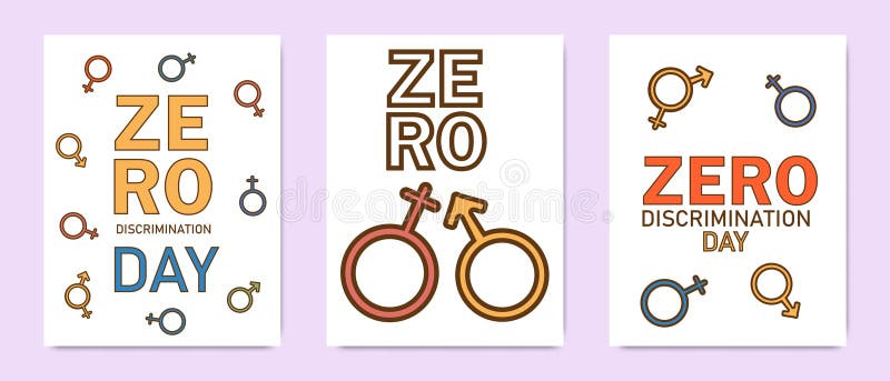 Zero Discrimination Day Greeting Cards with Gender Symbols and Bold ...
