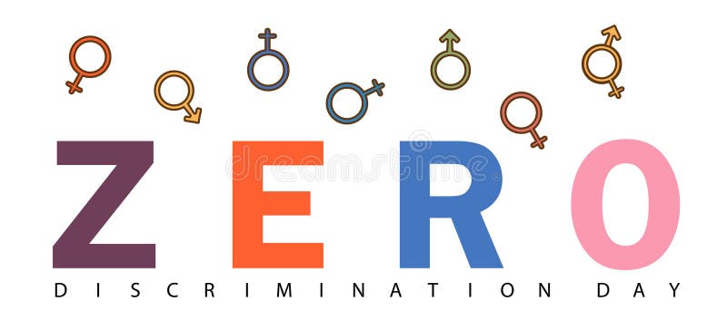 Zero Discrimination Day Design with Bold Typography and Gender Symbols ...