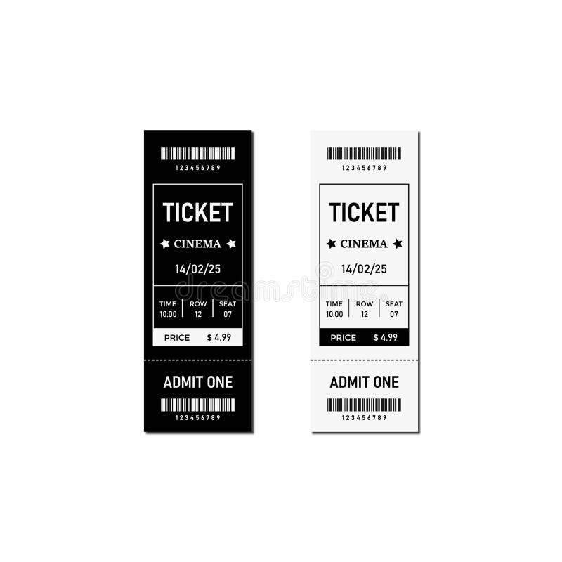 Two Simple Black and White Movie Tickets. Modern Ticket Design ...