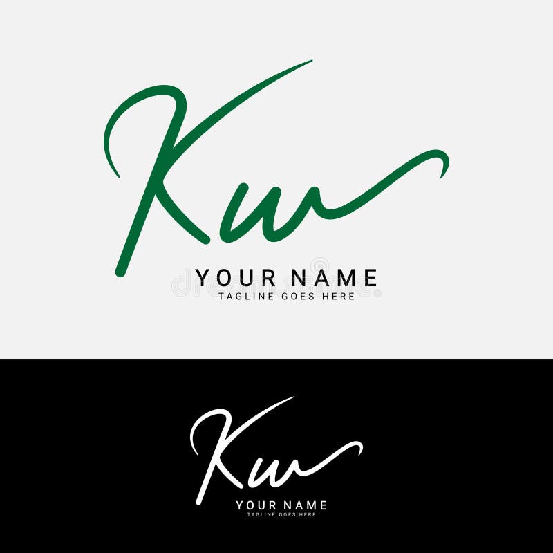 K, W, KW Initial Letter Logo. Alphabet KW Handwritten Signature Logo ...