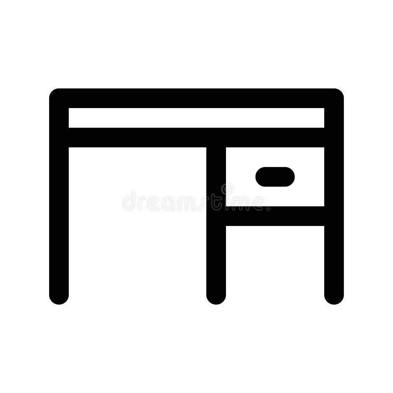 Office Desk Outline Style Icon Stock Vector - Illustration of vector ...