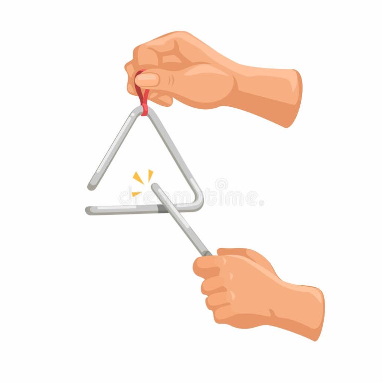 Hand Play Triangle Music Instrument Cartoon Illustration Vector Stock ...