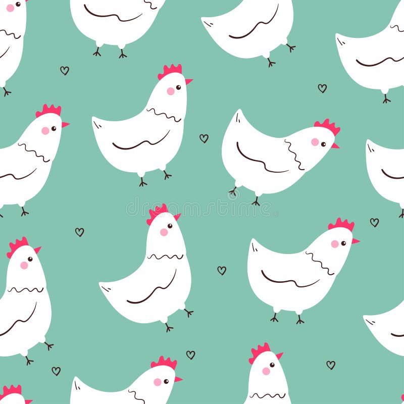 Seamless Pattern Cute Cartoon Hen. Cute Animal Pattern, Chicken Pattern ...