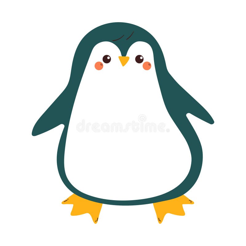 Hand Drawing Cartoon Penguin Sticker. Cute Animal Drawing Stock Vector ...