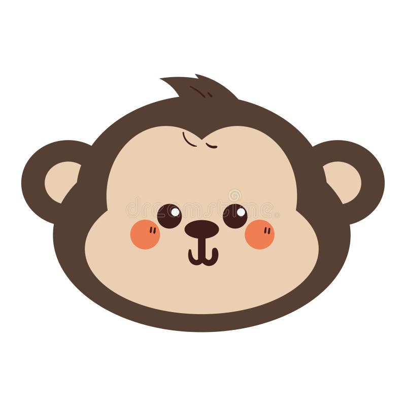 Cute Hand Drawing Cartoon Monkey Head. Cute Animal Drawing for Winter ...