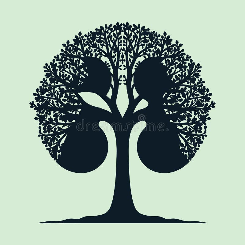 A Stylized Illustration of a Tree with Kidney Symbol Stock Vector ...
