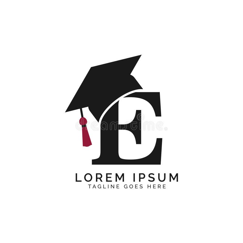 Letter E with Graduation Cap Logo. Alphabet E Education Hat Icon Stock ...