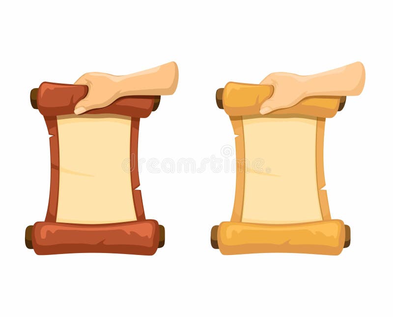 Hand Opens Old Scroll Page. Template Illustration Vector Stock Vector ...
