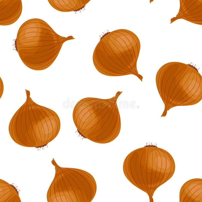 Brown Onion Seamless Pattern. Background with Fresh Root Vegetables ...