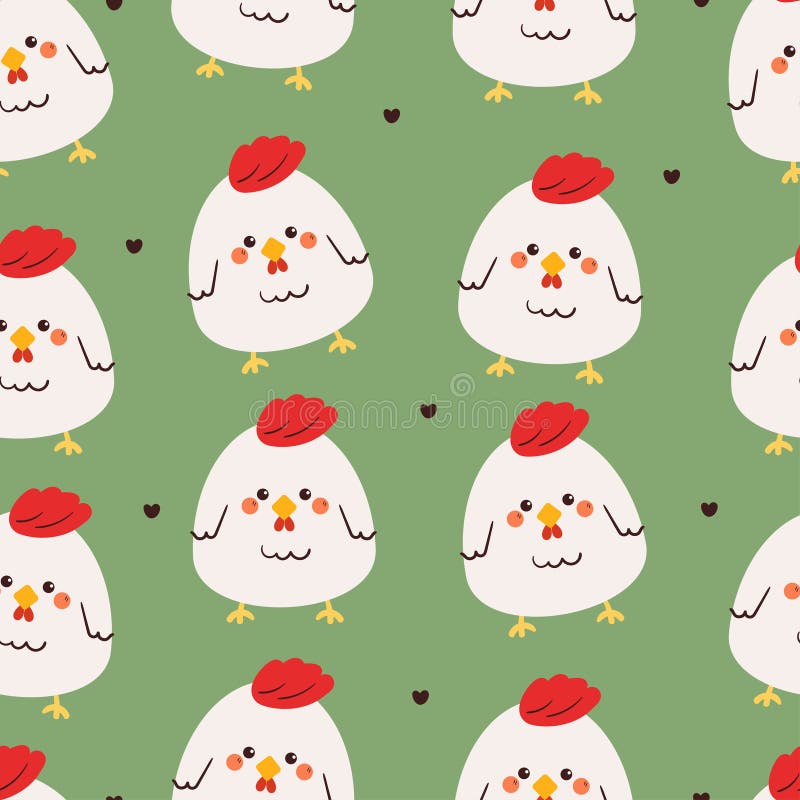Seamless Pattern Cute Cartoon Chicken. Cute Animal Pattern, Chicken ...