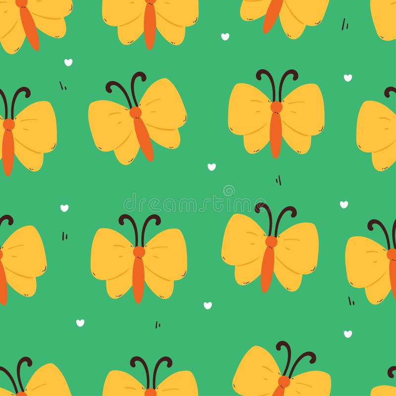Seamless Pattern Cute Cartoon Butterfly. Cute Animal Pattern for ...