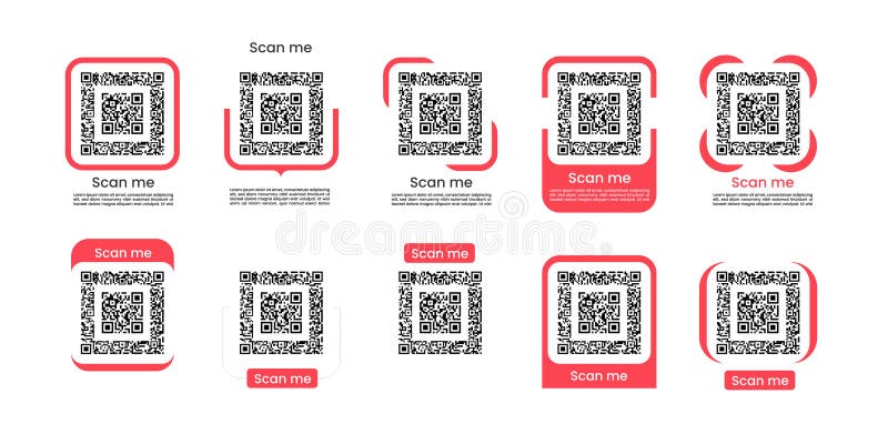 QR Code Color Set. Barcodes with Text Scan Me. Marketing and Electronic ...