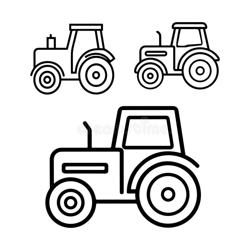 Minimalist Tractor Line Art for Farm-Themed Designs Stock Vector ...