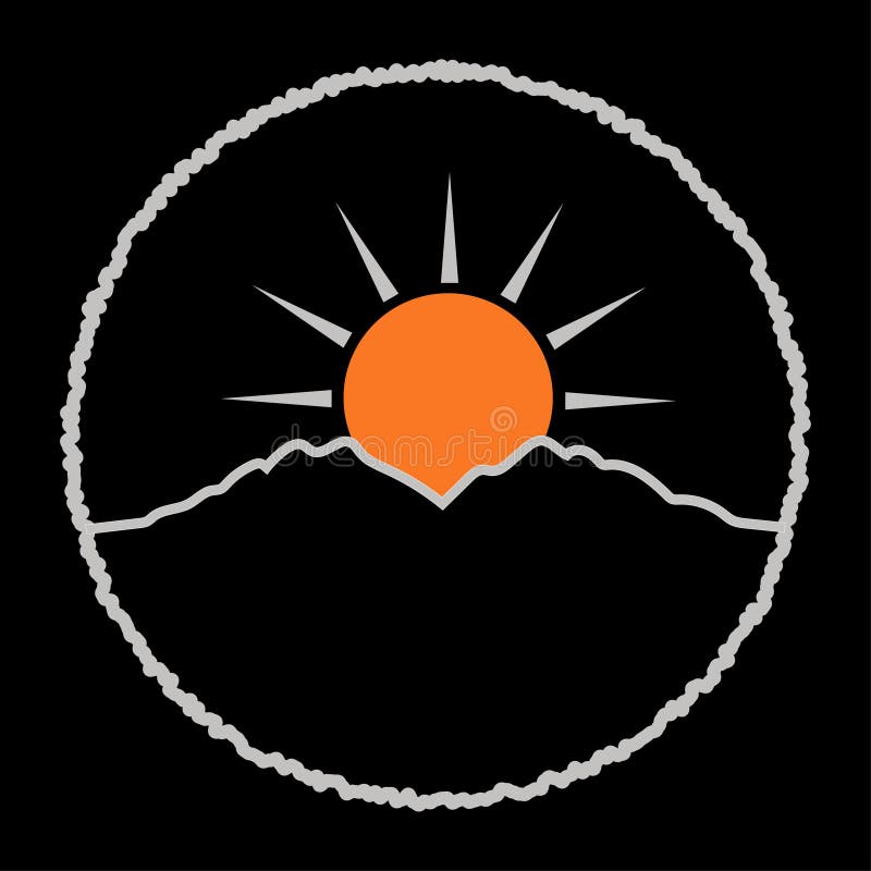 A Stylized Rising Sun in Vibrant Orange Color with a Simple Outline of ...