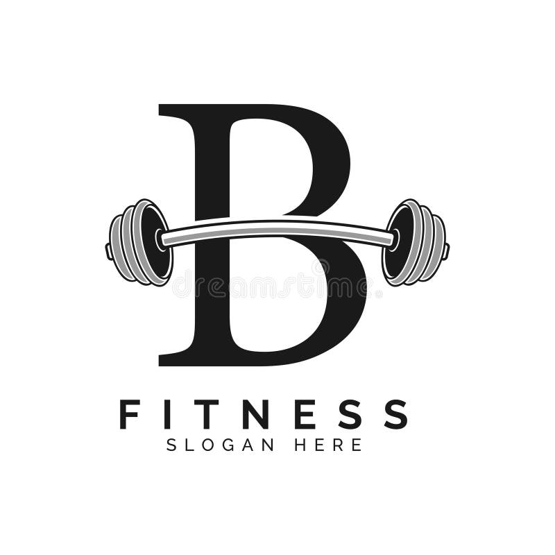 Letter B Gym Logo Design. Alphabet B Barbell Symbol Icon Stock ...