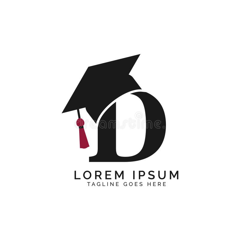 Letter D with Graduation Cap Logo. Alphabet D Education Hat Icon Stock ...