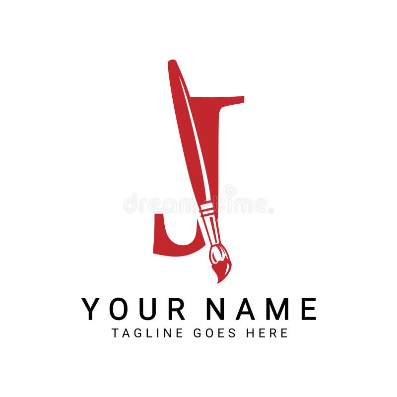 Letter J Painting Brush Logo Design. Alphabet J Painting Artist Icon ...