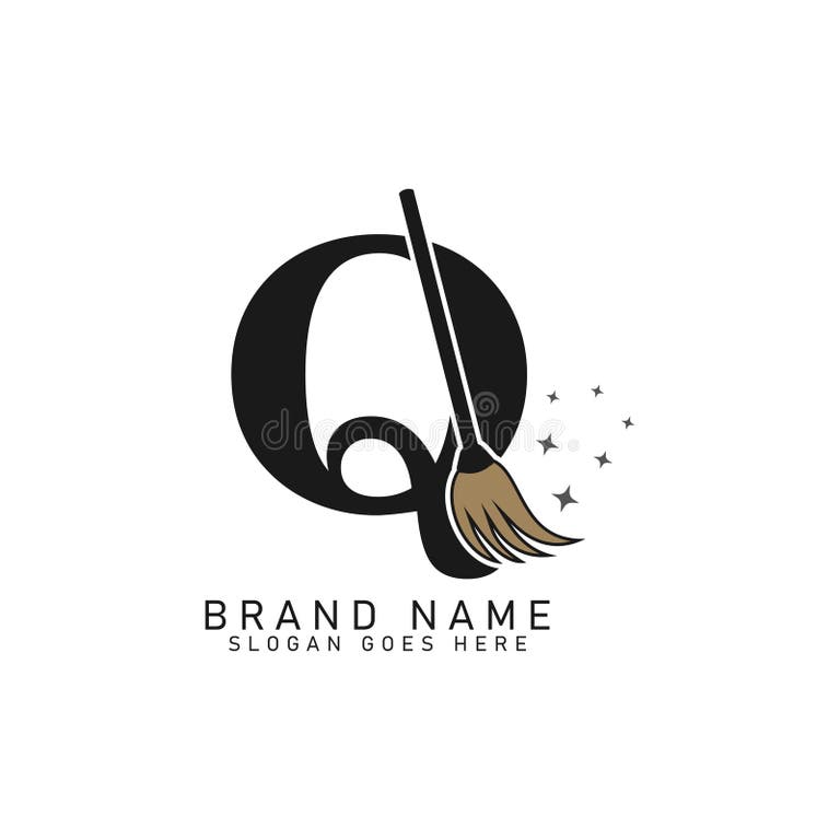 Letter Q House Cleaning Broom Logo. Alphabet Q Cleaning Brush Icon ...