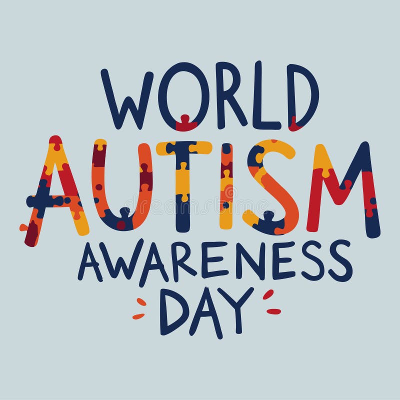 The Word Autism in Bold and Colorful Letters Filled with Puzzle Piece ...