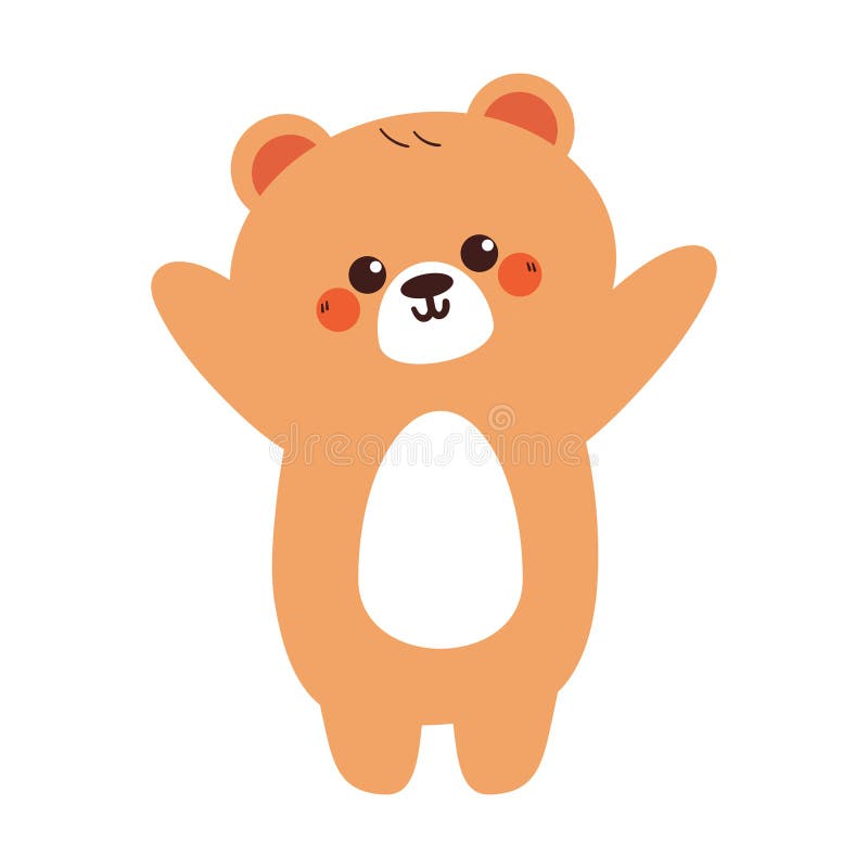 Cute Hand Drawing Cartoon Excited Bear. Cute Bear Drawing for Animal ...