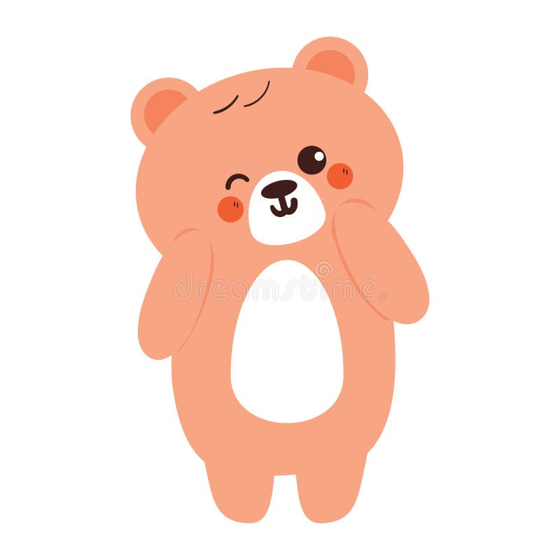 Cute Hand Drawing Cartoon Wink Bear. Cute Bear Drawing for Animal ...