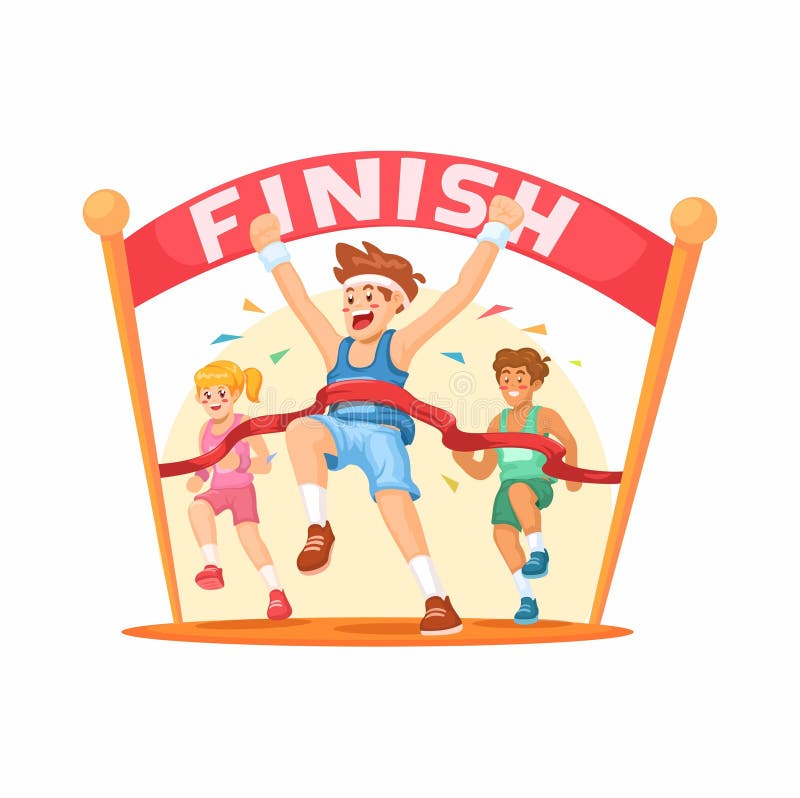 Marathon Finish Line. Winner Sport Competition Cartoon Illustration ...