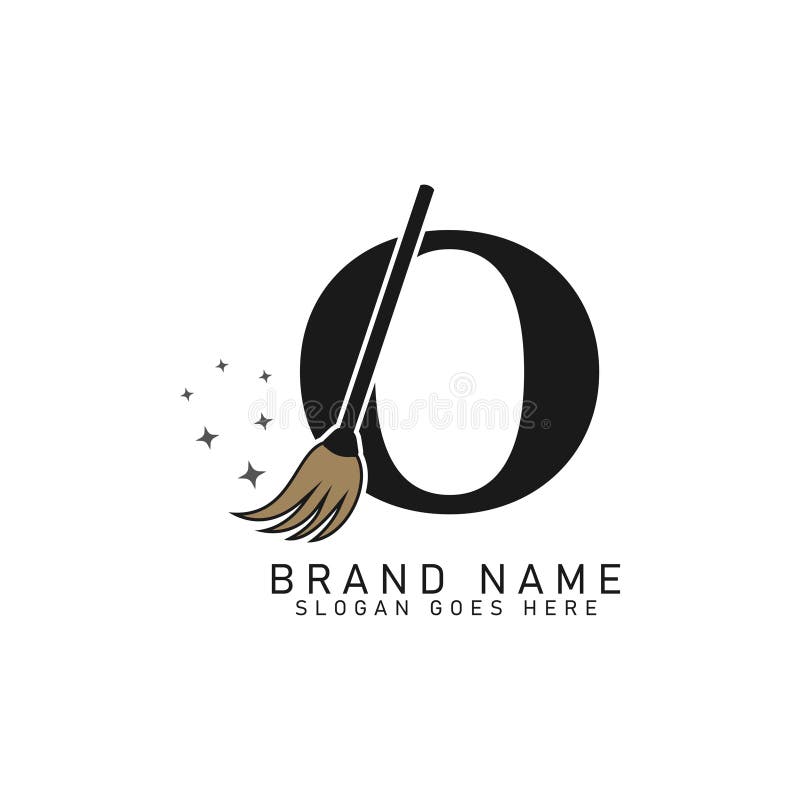 Letter O House Cleaning Broom Logo. Alphabet O Cleaning Brush Icon ...