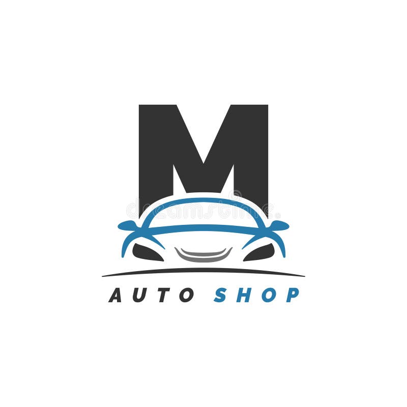Letter M Logo Auto Mechanic with Car Design. Alphabet M Automotive Car ...