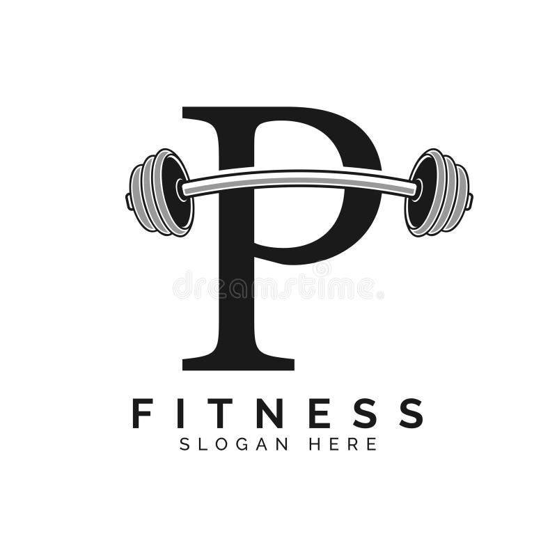 Letter P Gym Logo Design. Alphabet P Barbell Symbol Icon Stock Vector ...