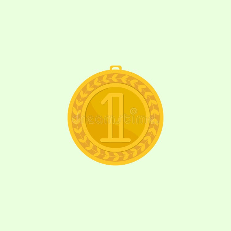 Medal Icon. First Place. Illustration in Flat Style. Gold Medal for ...
