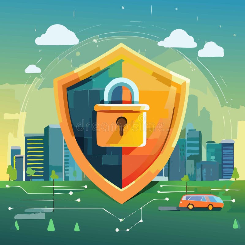 Cybersecurity and Data Protection Concept – Digital Shield with Lock ...