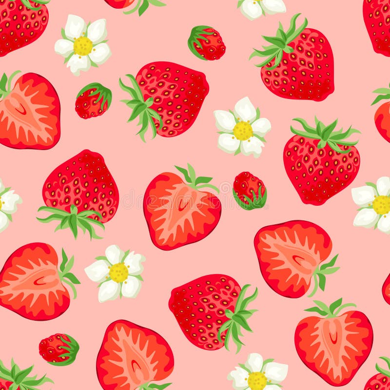 Strawberry Seamless Pattern. Fresh Berry Background Stock Vector ...